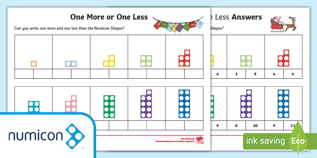 One More One Less Christmas-Themed Numicon Activity Sheets